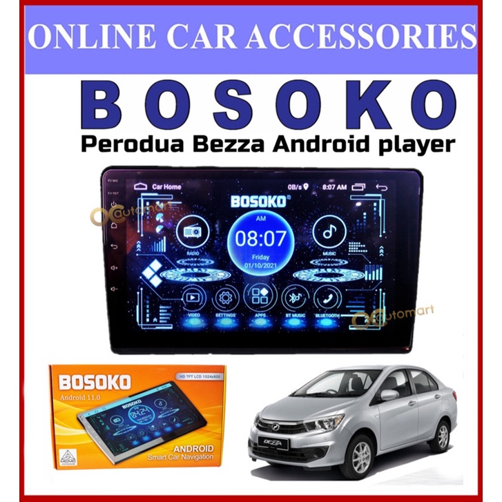 BOSOKO Perodua Bezza 2015-2022 Car 1+16GB Android Player With Casing ...