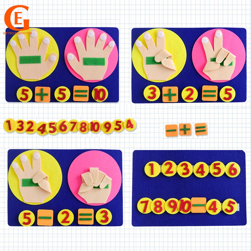 Montessori Counting Toy Felt Finger Number Math Board Children Addition ...