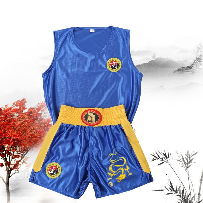 Unisex Kung Fu Sanda Set Boxing Outfit Uniform Martial Arts Set Shorts ...