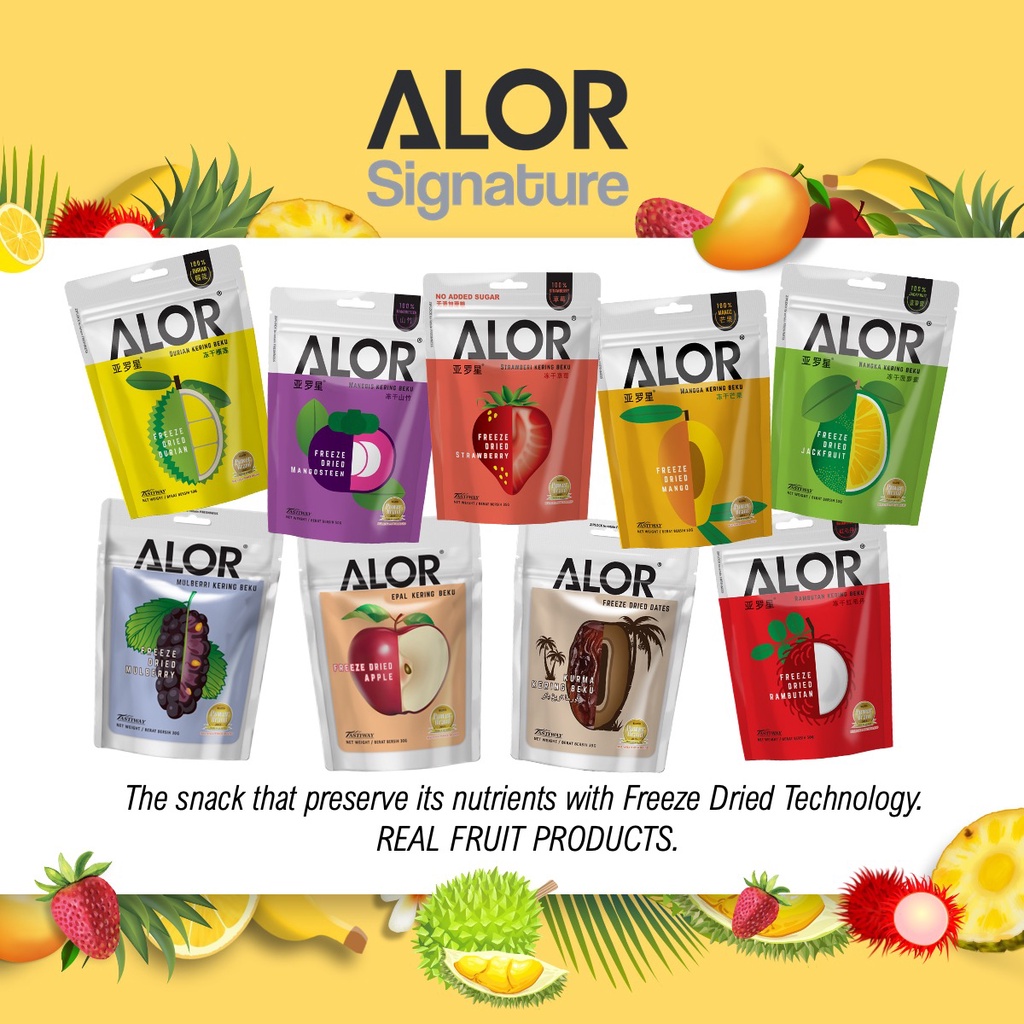 Alor Freeze Dried Fruits (big pack) - Strawberry/Mangosteen/Mango/Apple ...
