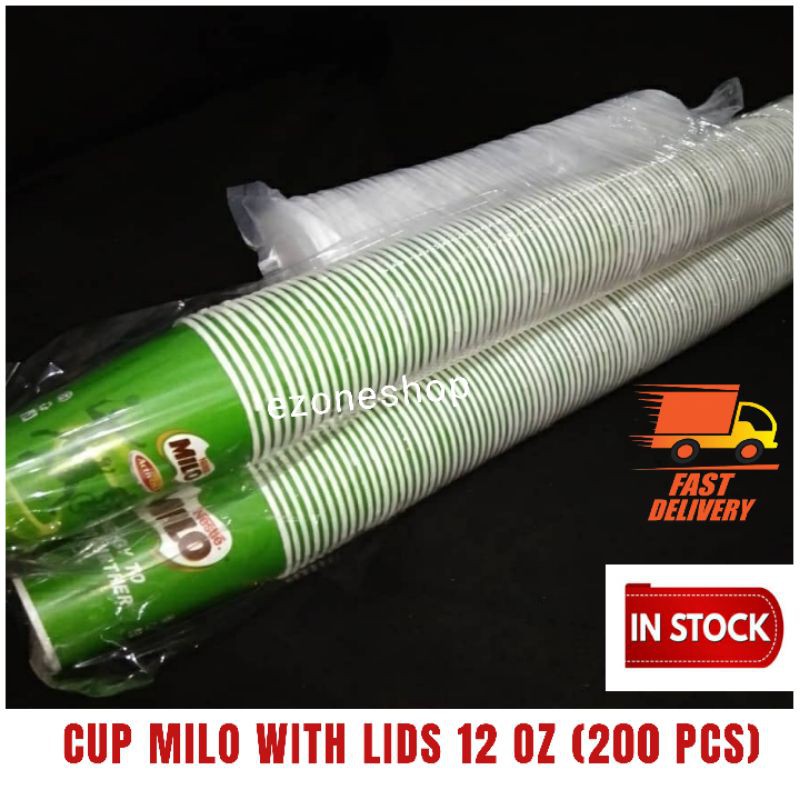 🔥Cup Milo / Cawan Milo 12oz 200pcs with lids🔥 | Shopee Malaysia