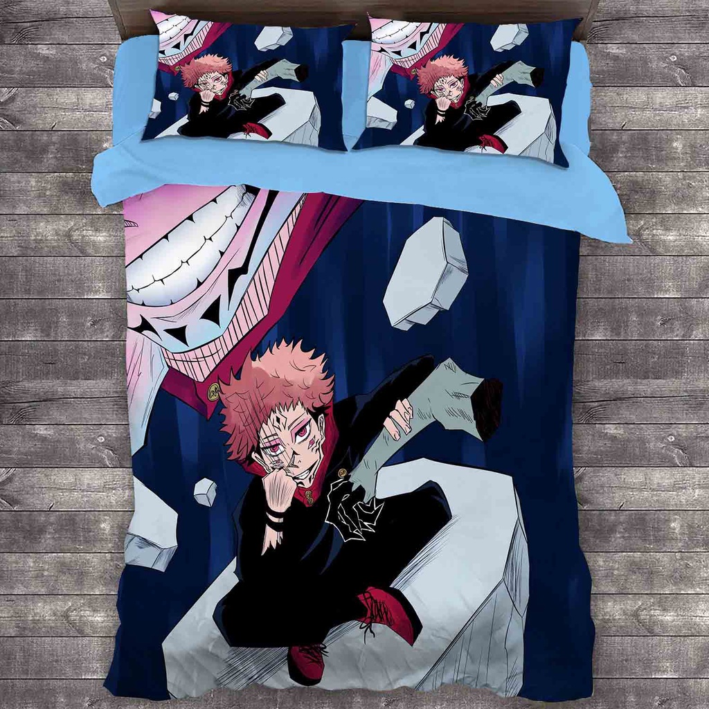 Jujutsu Kaisen 3IN1 Bedsheet Set Single/Double Queen Size Bed Sheet ...