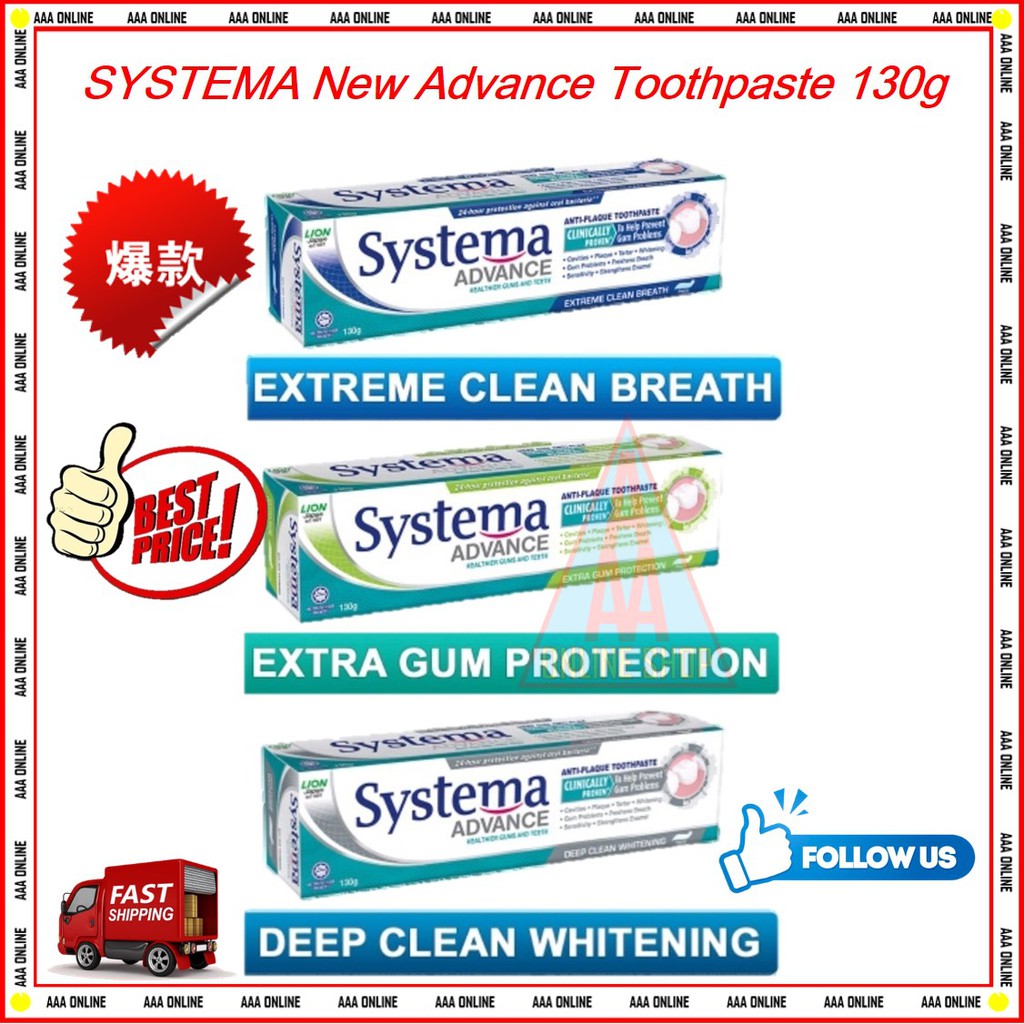 SYSTEMA Advance Anti-Plaque Toothpaste 130g - Deep Clean Whitening ...