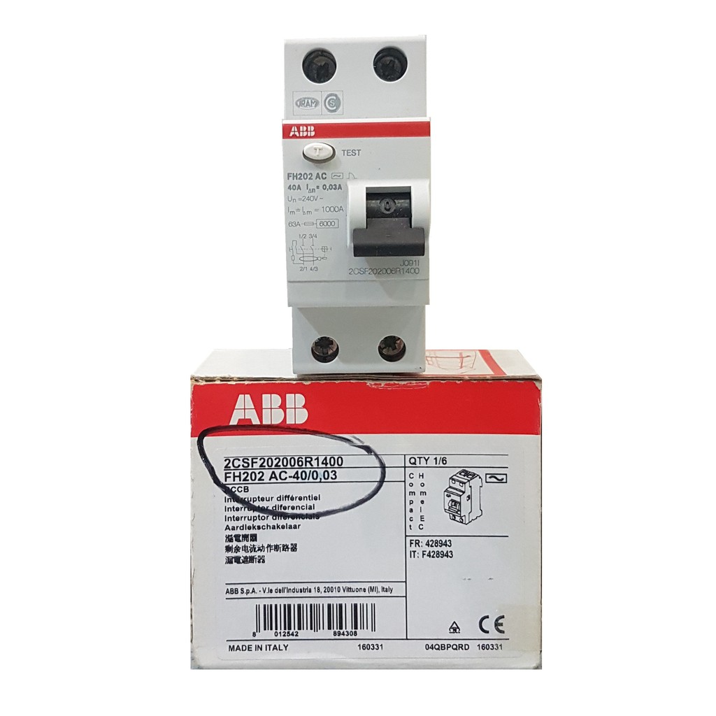 ABB Single Phase RCCB/ELCB (40A 30mA/0.03, 40A 100mA/0.1, 63A 30mA/0.03 ...