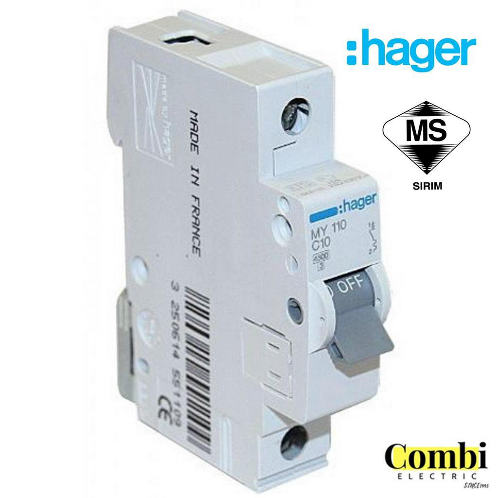 hager MCB MY Series 1 POLE 3A / 6A /10A / 16A / 20A / 32A / 40A / 50A / 63A MCB 4.5KA | Shopee ...