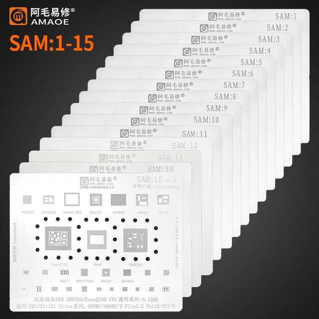 Amaoe BGA Reballing Stencil for Samsung S6/S7/S8 S9 S10 S20 S21 A520 A310/ A9 C710/J610 A60-90 ...
