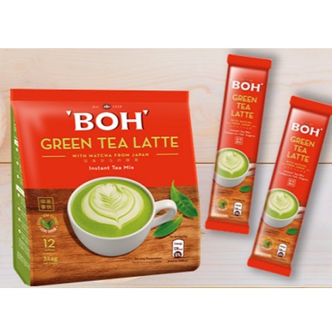 BOH Green Tea Latte Instant Tea Mix with MATCHA FROM JAPAN 12 Stick x ...