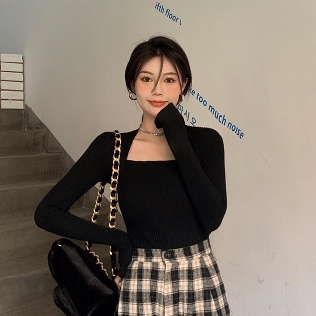 KSTYLE4U Long Sleeve Open Chest Top Slim fit #M122 Long-sleeved shirt ...