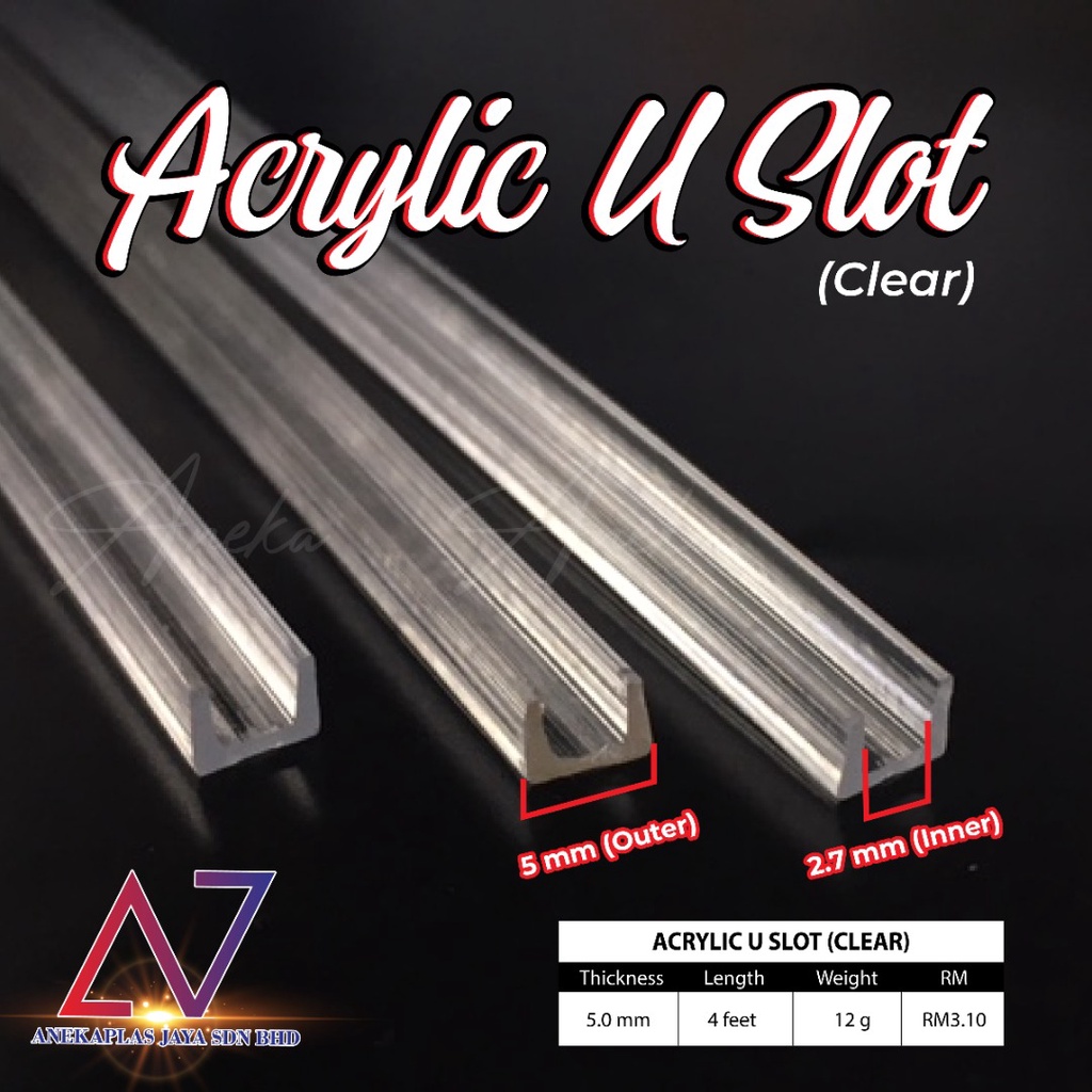 ACRYLIC U SLOT (CLEAR) 5mm | Shopee Malaysia