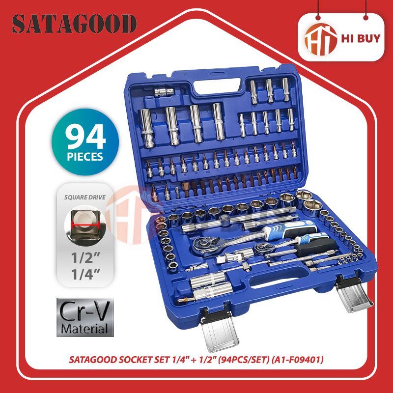 SATAGOOD SOCKET SET 1 4 1 2 94PCS SET A1 F09401 RATCHET SET SOCKET SET SEPANA SOKET SET Shopee Malaysia