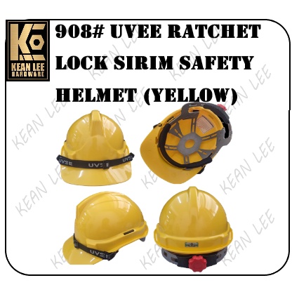 908# UVEE RATCHET LOCK SIRIM SAFETY HELMET (WHITE/ YELLOW/ BLUE)/ TOPI ...