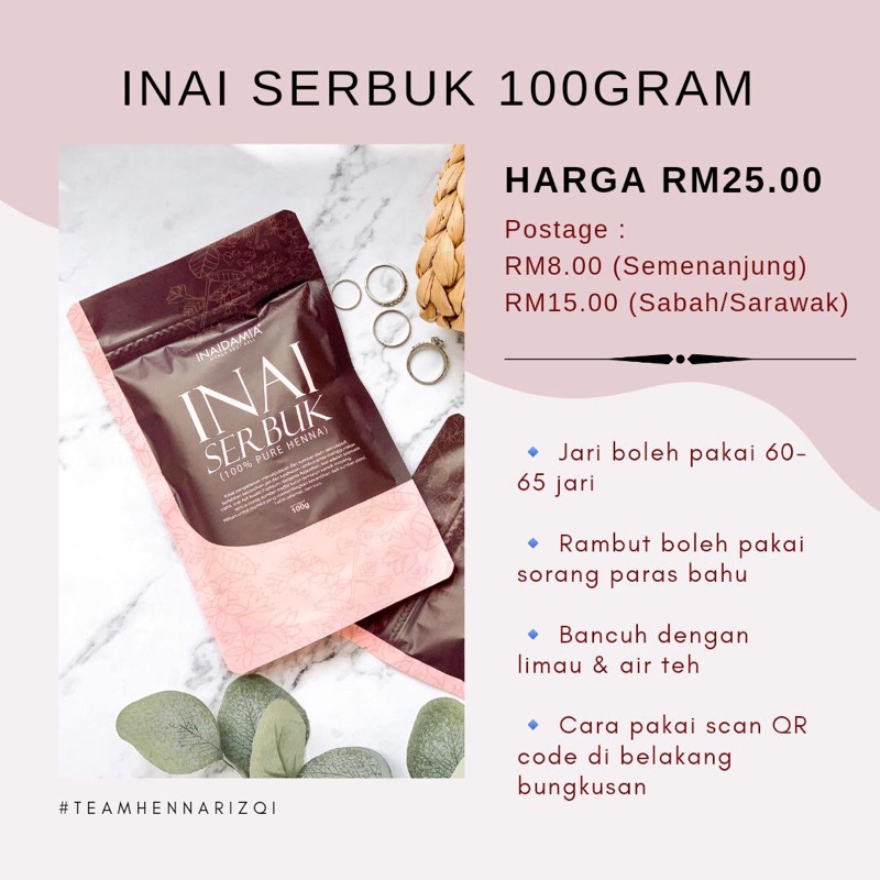 INAI RAMBUT DAUN ASLI INAI ( serbuk ) | Shopee Malaysia