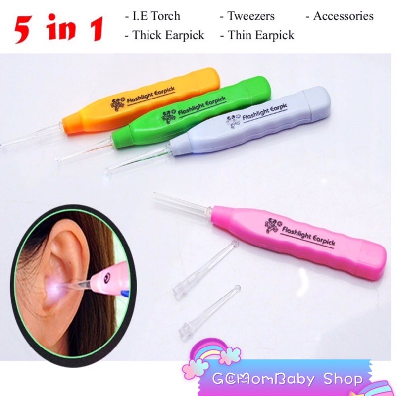 3 Pcs 5in1 LED Light Kids Earpick Extractor Ear Cleaner Earwax Remover ...