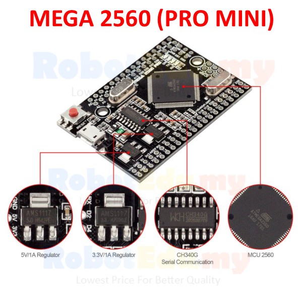 Mega 2560 Atmel ATMEGA2560 / CH340G / PRO MINI (EMBED) Large UNO R3 ...