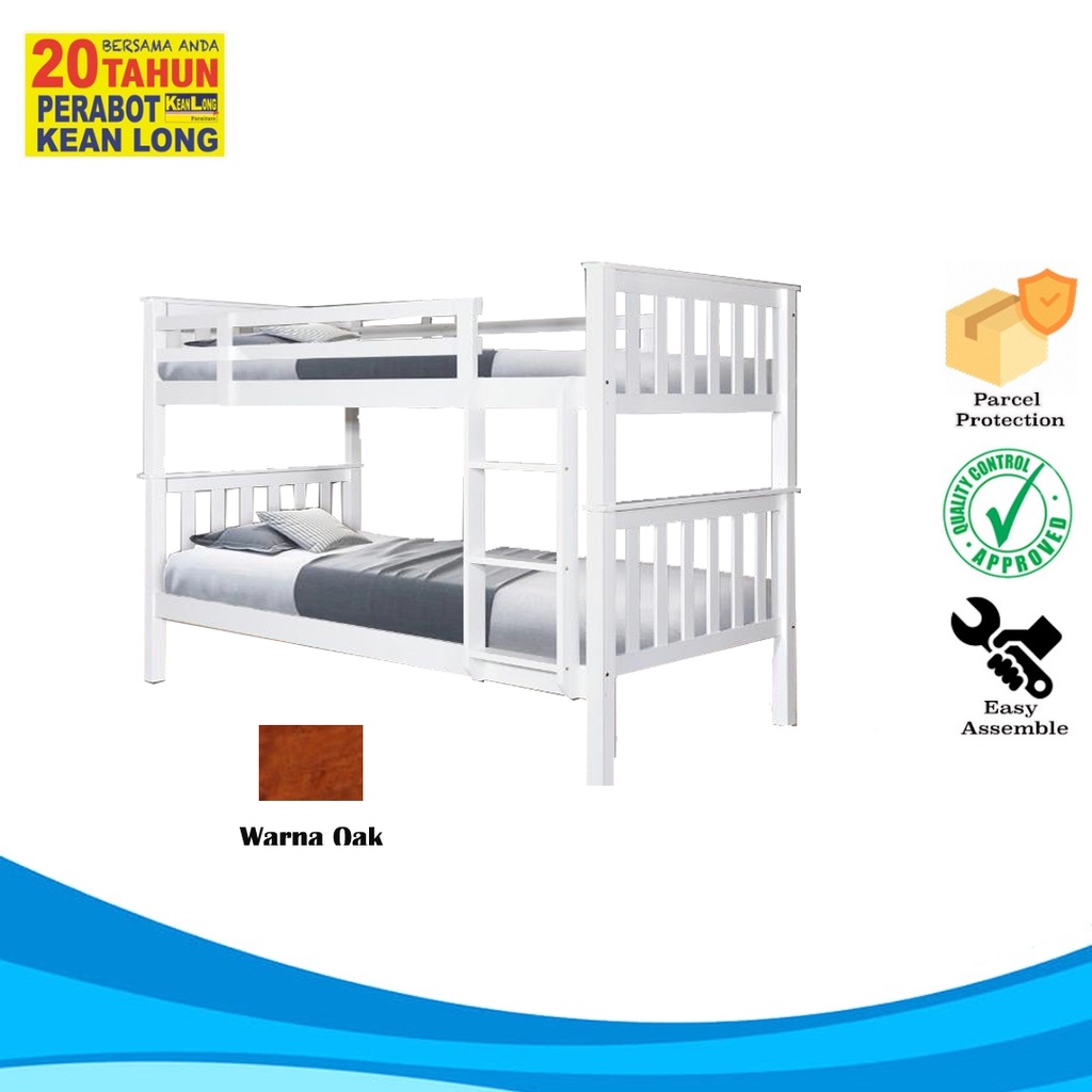 KLSB Katil Kayu 2 Tingkat Colour Oak/ Bingkai Katil / Wood Double ...