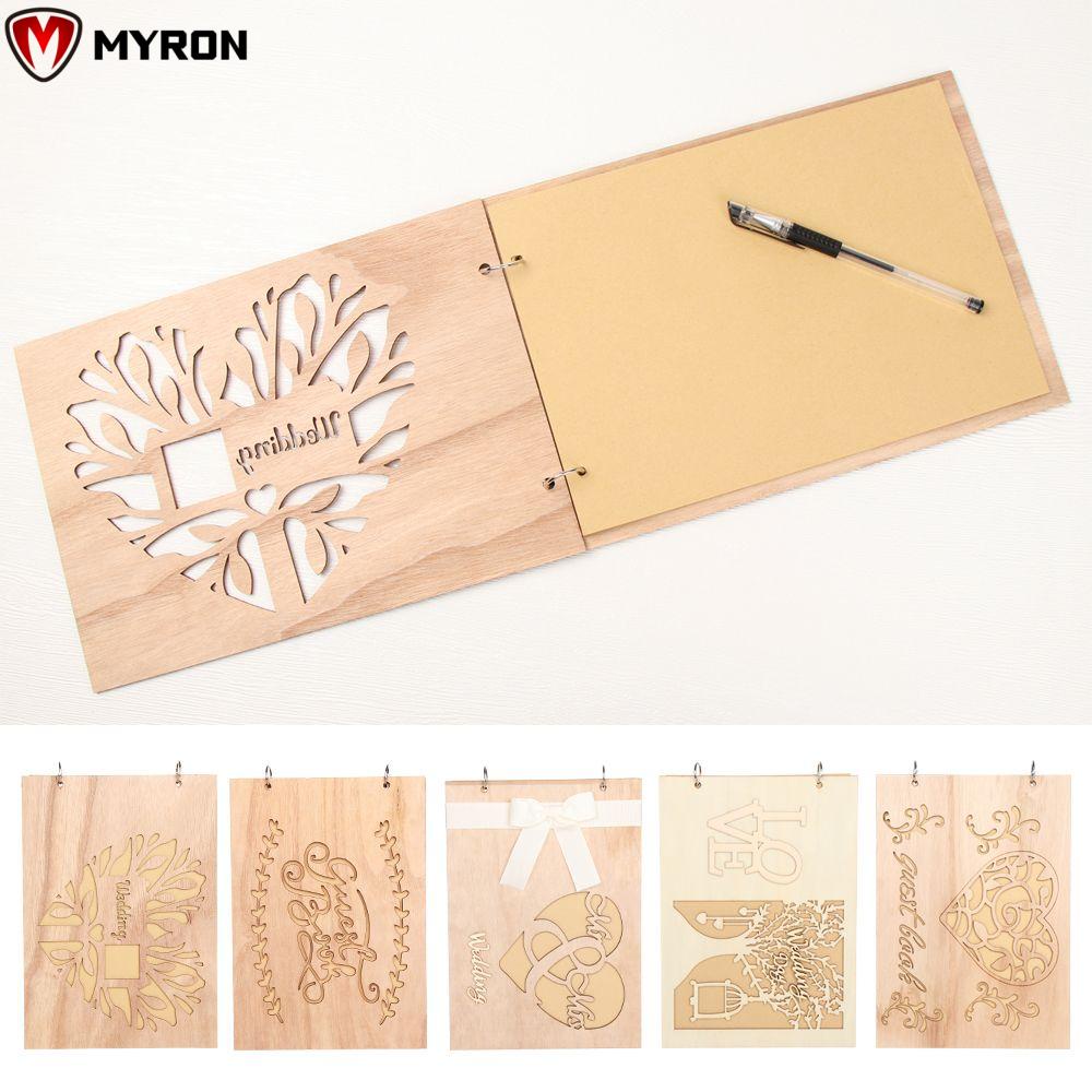 MYRON Rustic Guest Book Birthday Wooden Wedding Graduation Sign-in ...