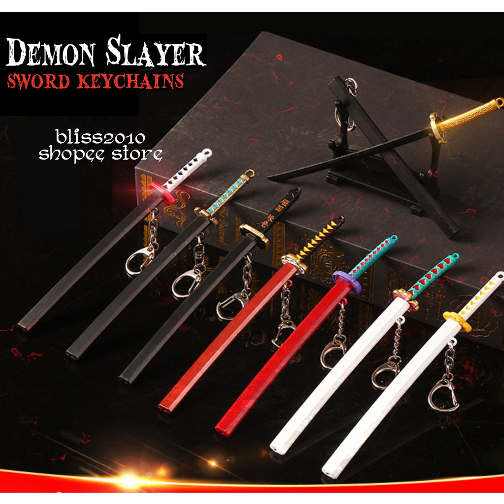Demon Slayer keychain sword charm cosplay tanjiro rengoku zenitsu giyu ...