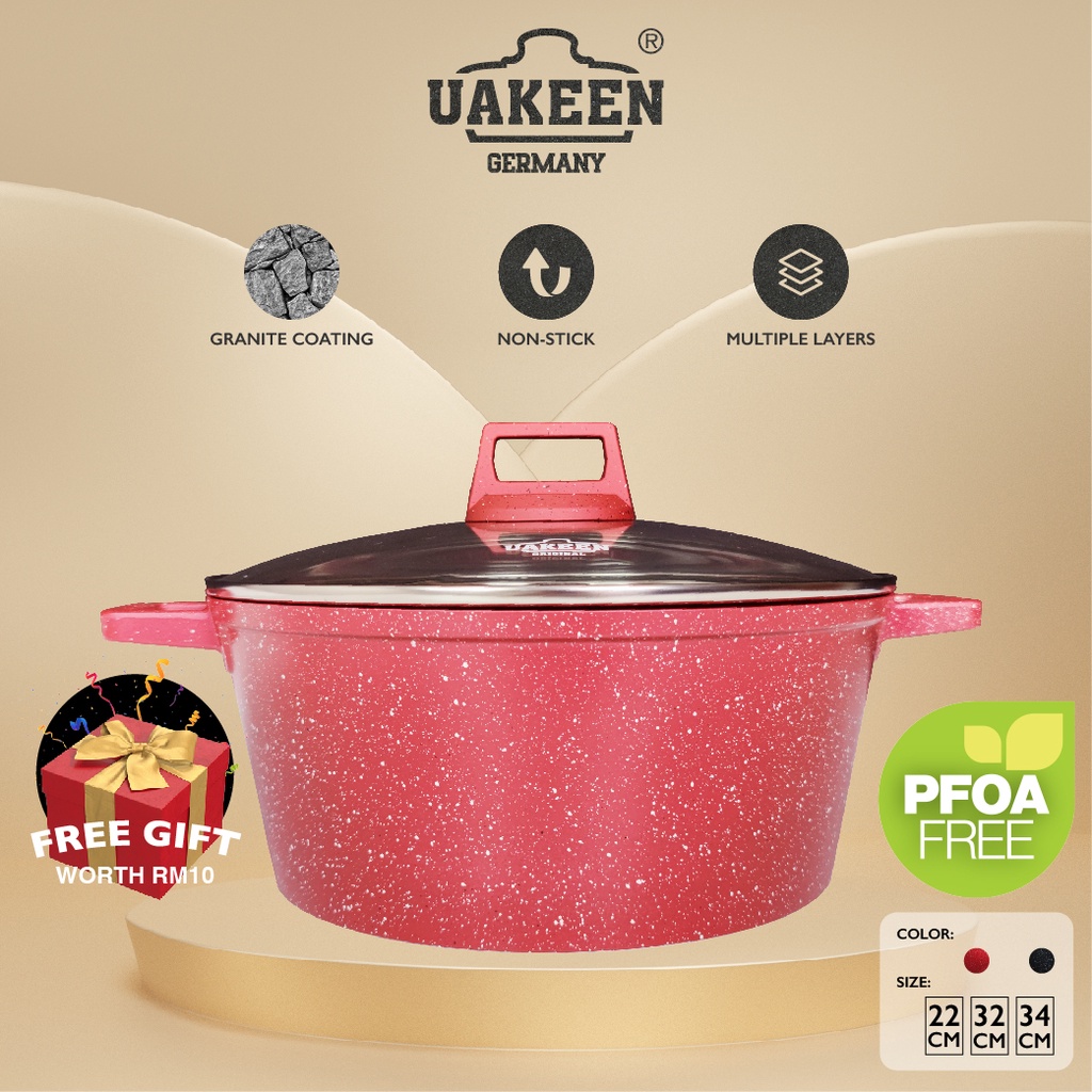 [UAKEEN ORIGINAL] 22 32 34CM Die Cast Granite Casserole Cookware Pot ...