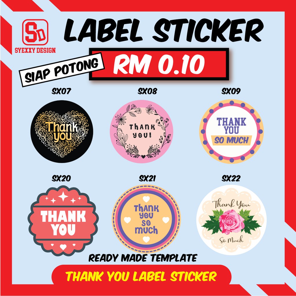 Label Sticker FREE READY MADE DESIGN / OWN DESIGN 3cm / 4cm / 5cm / 6cm ...
