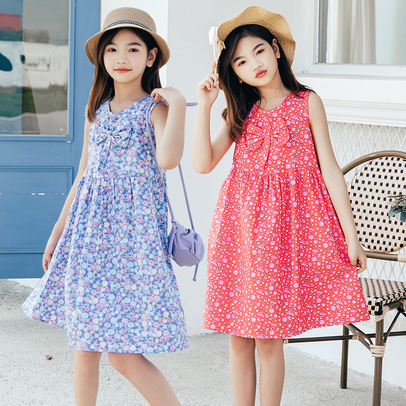 Girls' New Cotton Vests Skirt Children's Sleeveless Princess Dress ...
