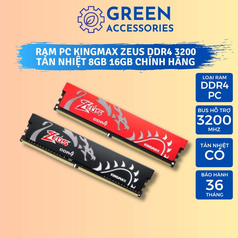 Pc Ram DDR4 Cooler Kingmax Zeus 16GB 8GB Bus 3200Mhz NEW 100% Genuine ...