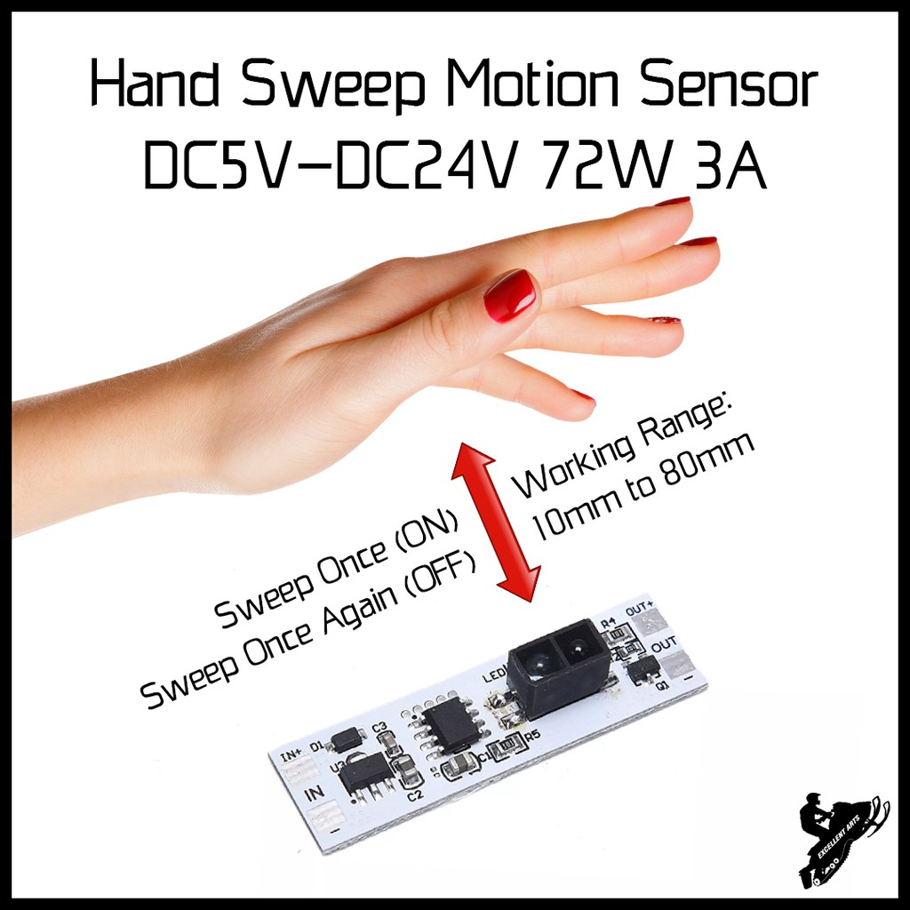Hand Sweep Motion Infrared IR Sensor Switch DC5V-DC24V 72W 3A | Shopee ...