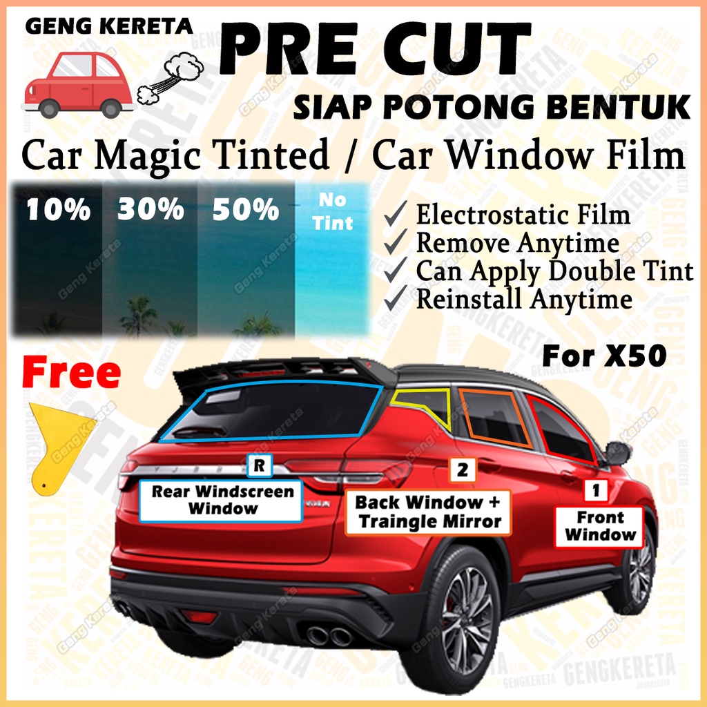 For Proton x50 Magic Tint Car Window Glass Solar Film Pre Cut According ...