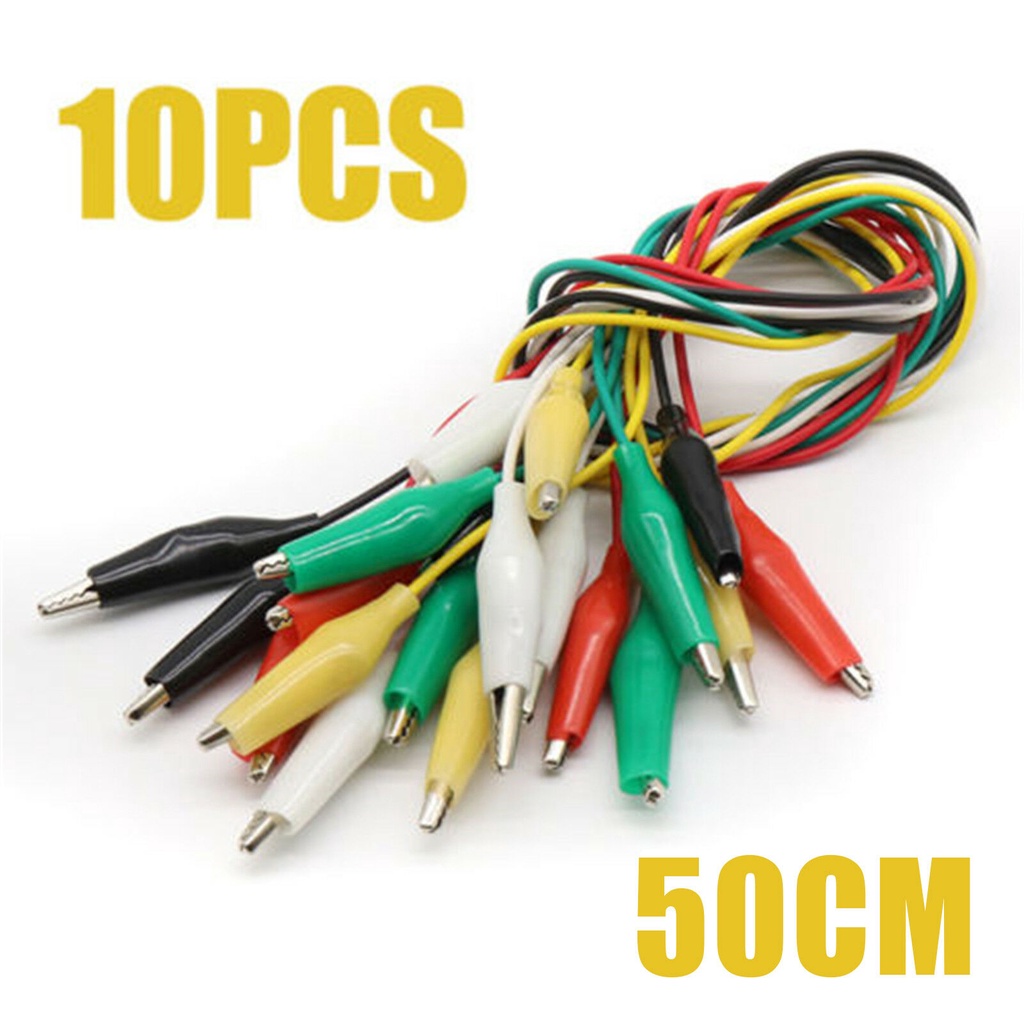 10pcs Set Crocodile Clips Cable Double-ended Alligator Jumper Test ...