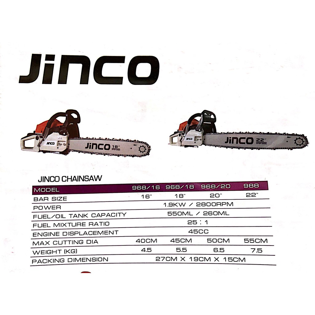 Jinco Chainsaw 22inch (Powerful) | Shopee Malaysia