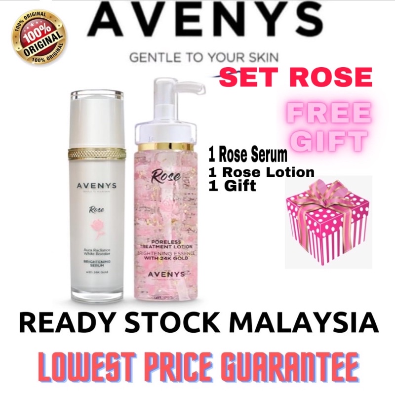 [READY STOK] 💗 ORIGINAL HQ 💯 AVENYS SET ROSE SKINCARE l ROSE SERUM ...