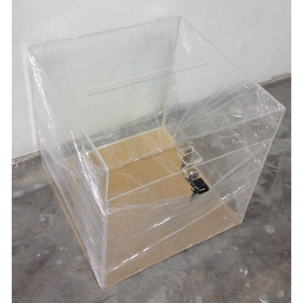 12 x 12 x 12in Acrylic Suggestion Box With Top Corner Hinges With Cam ...