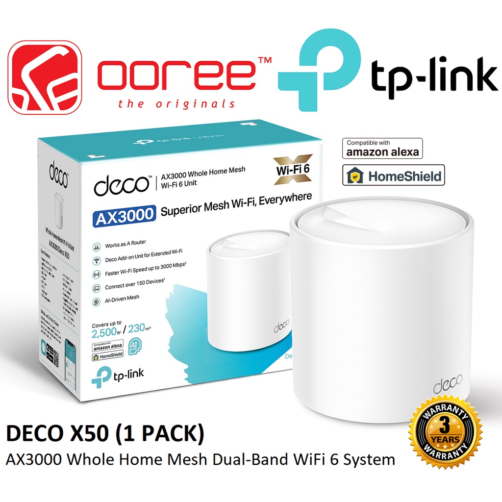 TP-LINK DECO X50 / DECO X50-4G / DECO X50-5G AX3000 DUAL BAND WHOLE HOME MESH WI-FI 6 SYSTEM - 1 ...