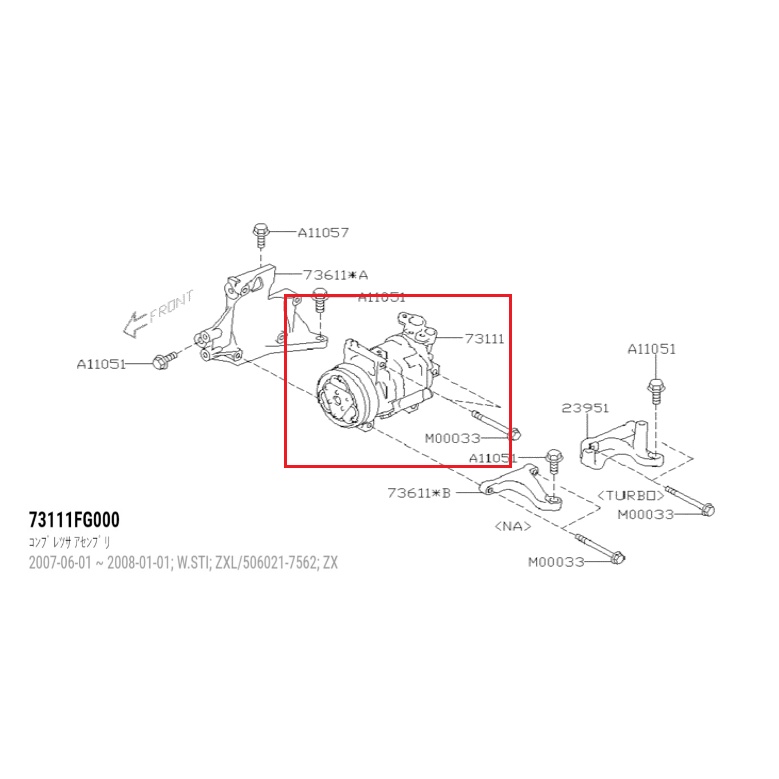 73111FG002 73111FG000 Subaru Forester Impreza WRX STI Air-Cond ...