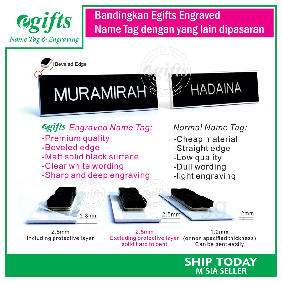 Name Tag MAGNET, Name Tag PIN Untuk Tag Nama Sekolah Cikgu, Murid dan ...