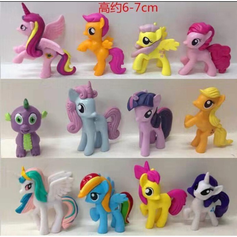 SET OF 12 MY LITTLE PONY HORSE FIGURE 6-7CM ( APPLE JACK, RAINBOW DASH ...