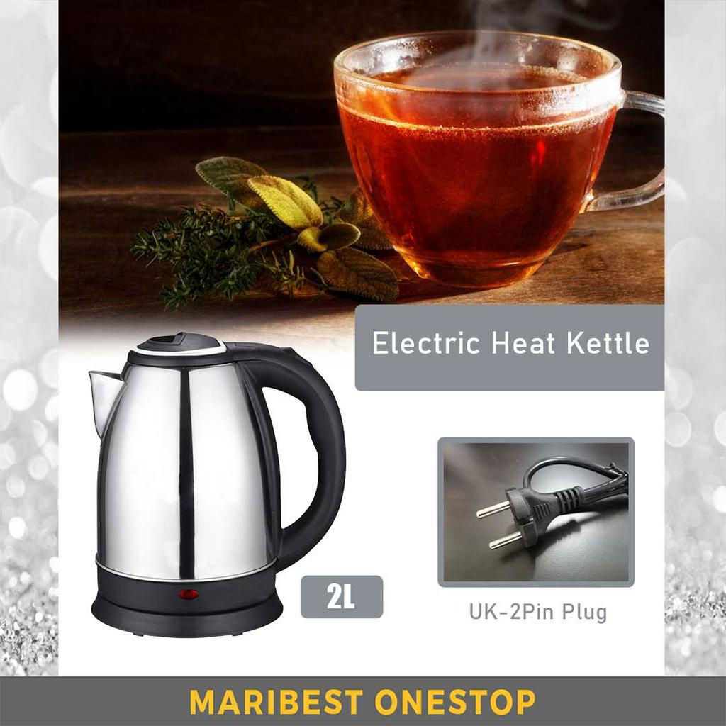 2 LIT ELECTRIC HEAT KETTLE JUG STAINLESS STEEL AUTOMATIC SWITCH / CUT ...