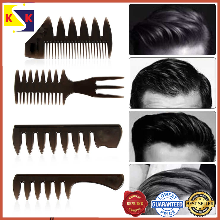 Professional Brown Men Hairdressing Tool Set Wide Teeth Fork Comb Hair ...
