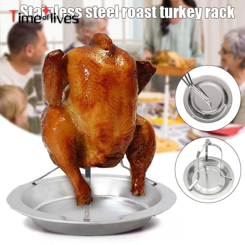 Folding Stainless Steel Vertical Poultry Turkey Chicken Roaster Rack ...