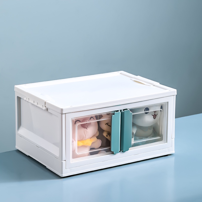 READY STOCK Twin Door Foldable Big Plastic Cabinet Storage Box Front ...