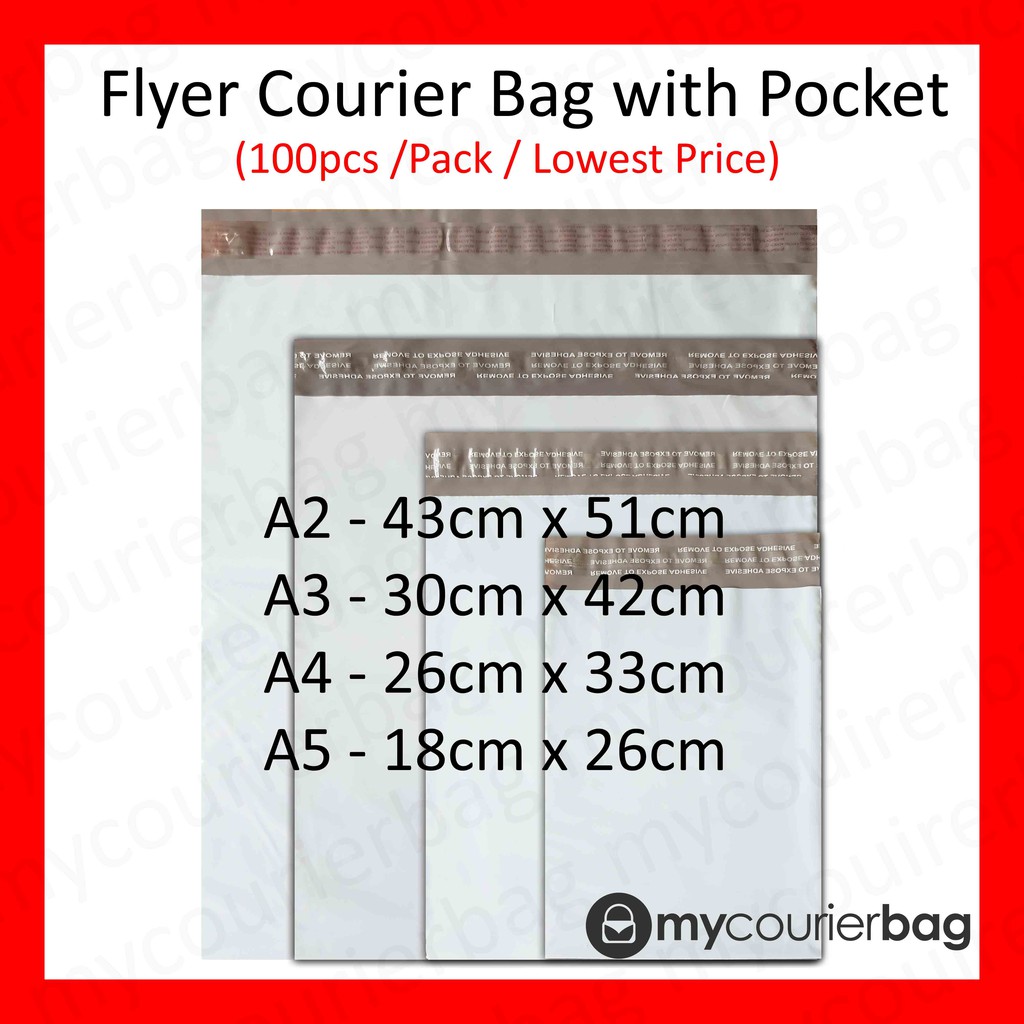 100pcs Courier Bag With pocket/ Beg Kurier / Flyer / Consignment Note ...