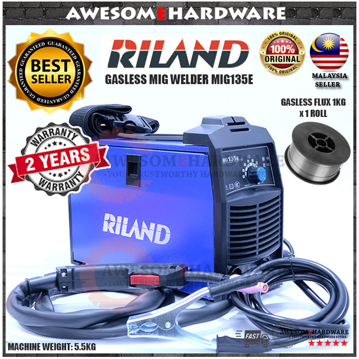 (2 YEAR WARRANTY) RILAND MIG135E 100A SYNERGY GASLESS MIG WELDING ...