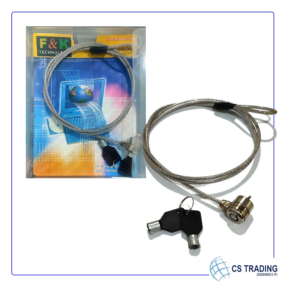 F & K Push-to-Lock Standard Kensington Security Lock for Laptop, LCD ...