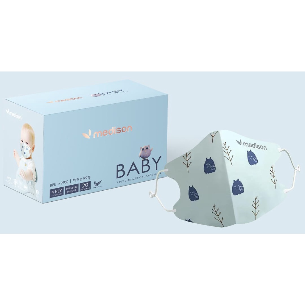 MEDISON 4PLY BABY 3D Medical Face Mask 3 Months to 3 Years Old KIDS (20 ...