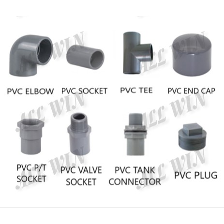 PVC BBB Pipe Fitting 40mm 50mm Connector Socket Elbow Tee PT Socket Valve Socket End Cap Tank ...