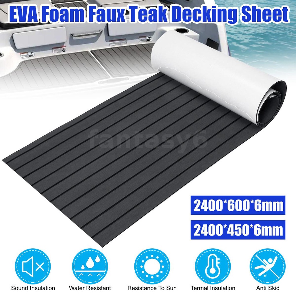 2400x600x6mm 3D Waterproof Wall Floor Sticker Marine Flooring Faux Teak ...
