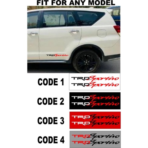 TRD Sportivo Sticker for Toyota Innova/Avanza/Rush/Vios/Rav4/Fortuner ...