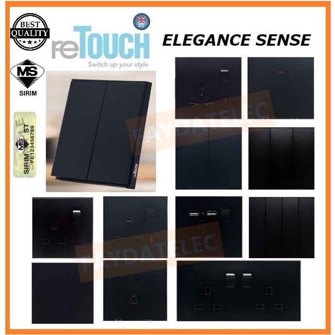 RETOUCH Elegance Sense 13A 15A 20A 1gang 2gang 3gang 4gang Multiple ...