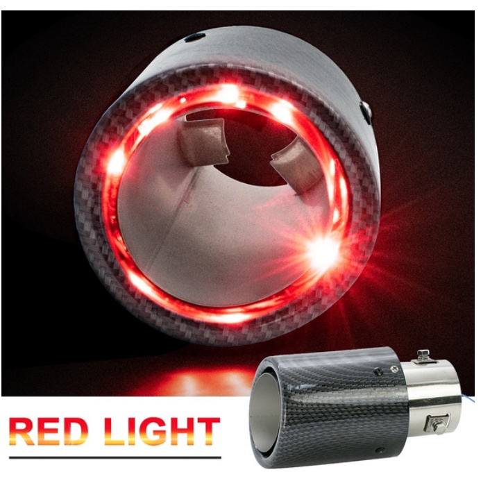 1PCS Car Carbon Exhaust Tip Pipe LED Red/Blue Light Car Exhaust Tail ...