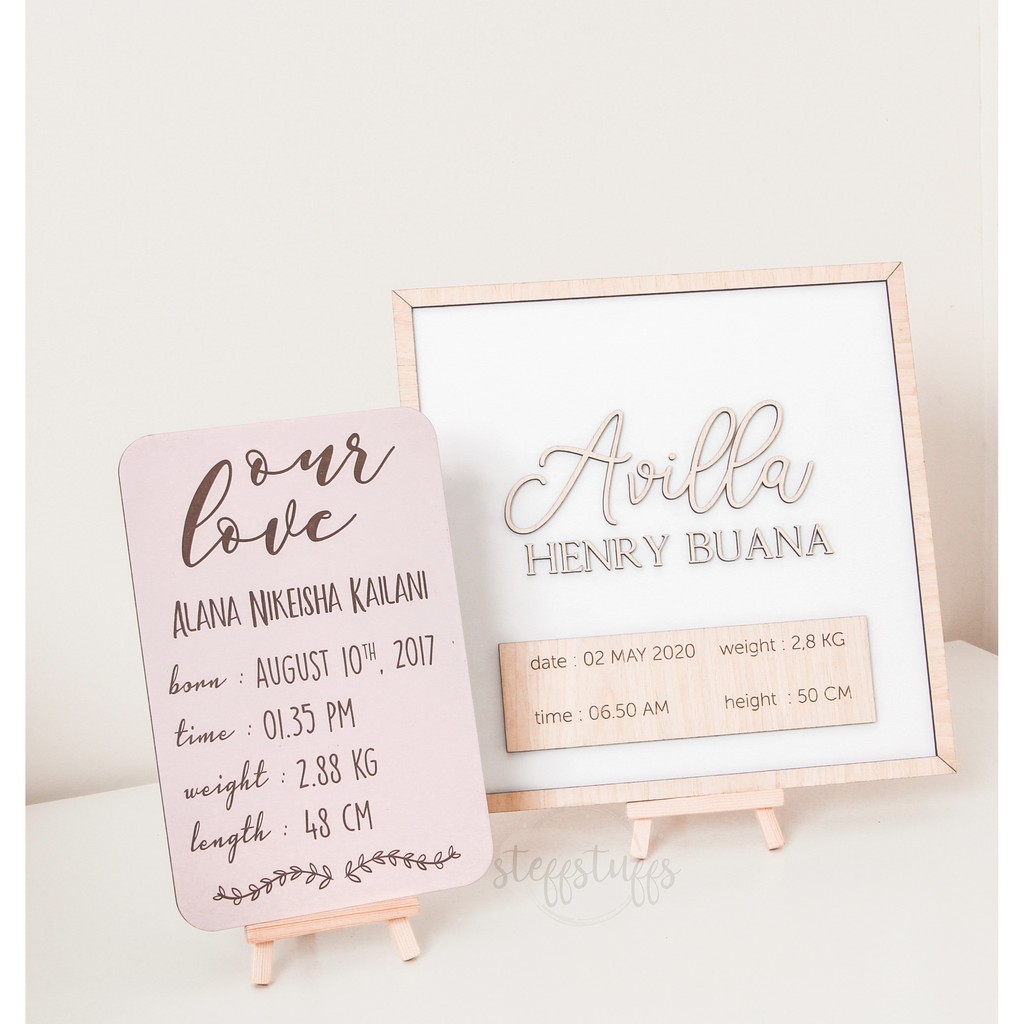 KAYU Wooden STANDING | Wooden Acrylic Message Board Stand Easel Tripod ...