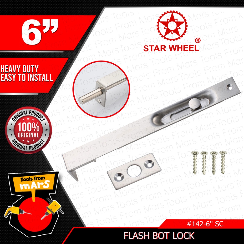 STAR WHEEL 6 Inches Door Inside Flush Bolt Lock 142-6'' SC / AUTHENTIC ...